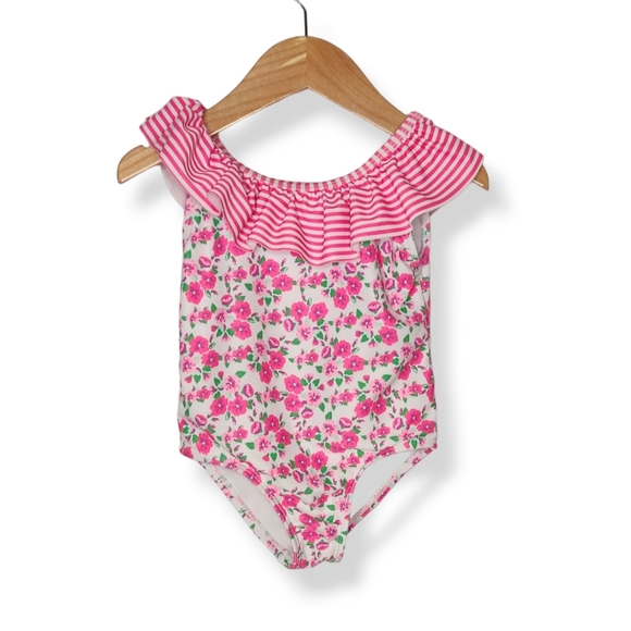 Nicole Miller | Swim | Nicole Miller Floral Striped Ruffle One Piece ...